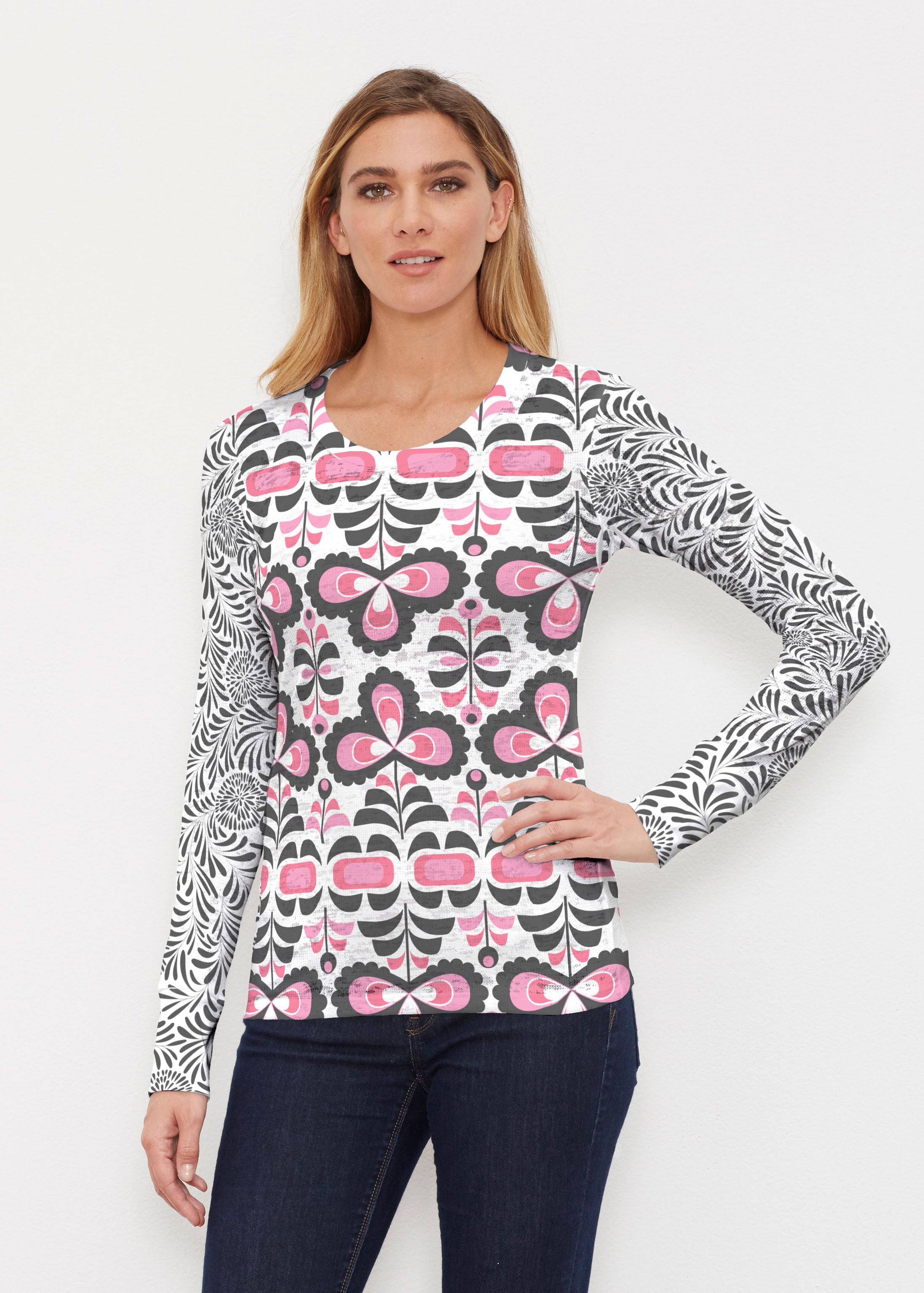 Lolly (8090) ~ Thermal Long Sleeve Crew Shirt – Whimsy Rose